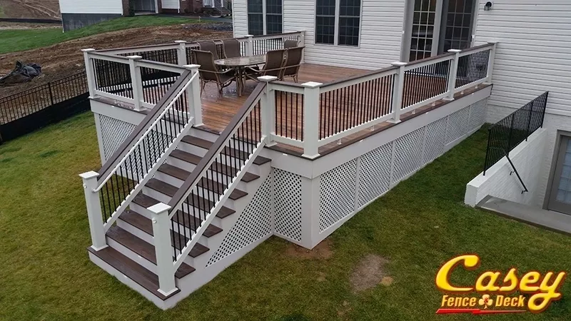 500 Square Foot Mid Level Composite Deck with Chestnut Border and LED ...